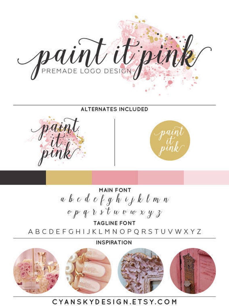 Pink Paint Logo & Watermark Premade Design Custom Business | Etsy