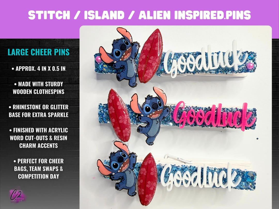 Island Good Luck Cheer Pins | Handmade Competition Clothespins | Blue ...