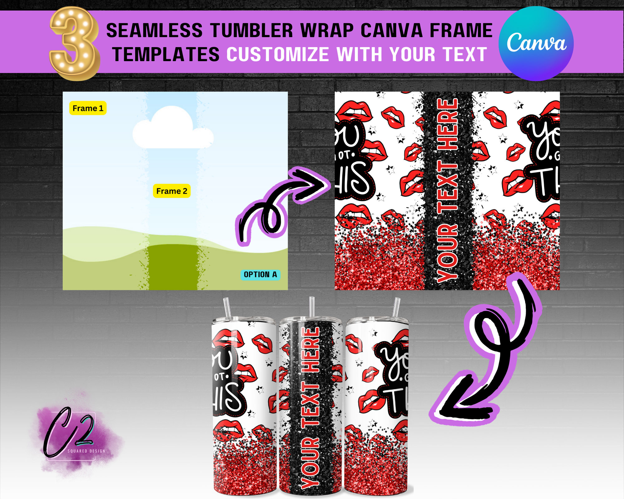 20oz Custom Tumbler Templates, Text Area or Name Placement Bundle, Edit ...