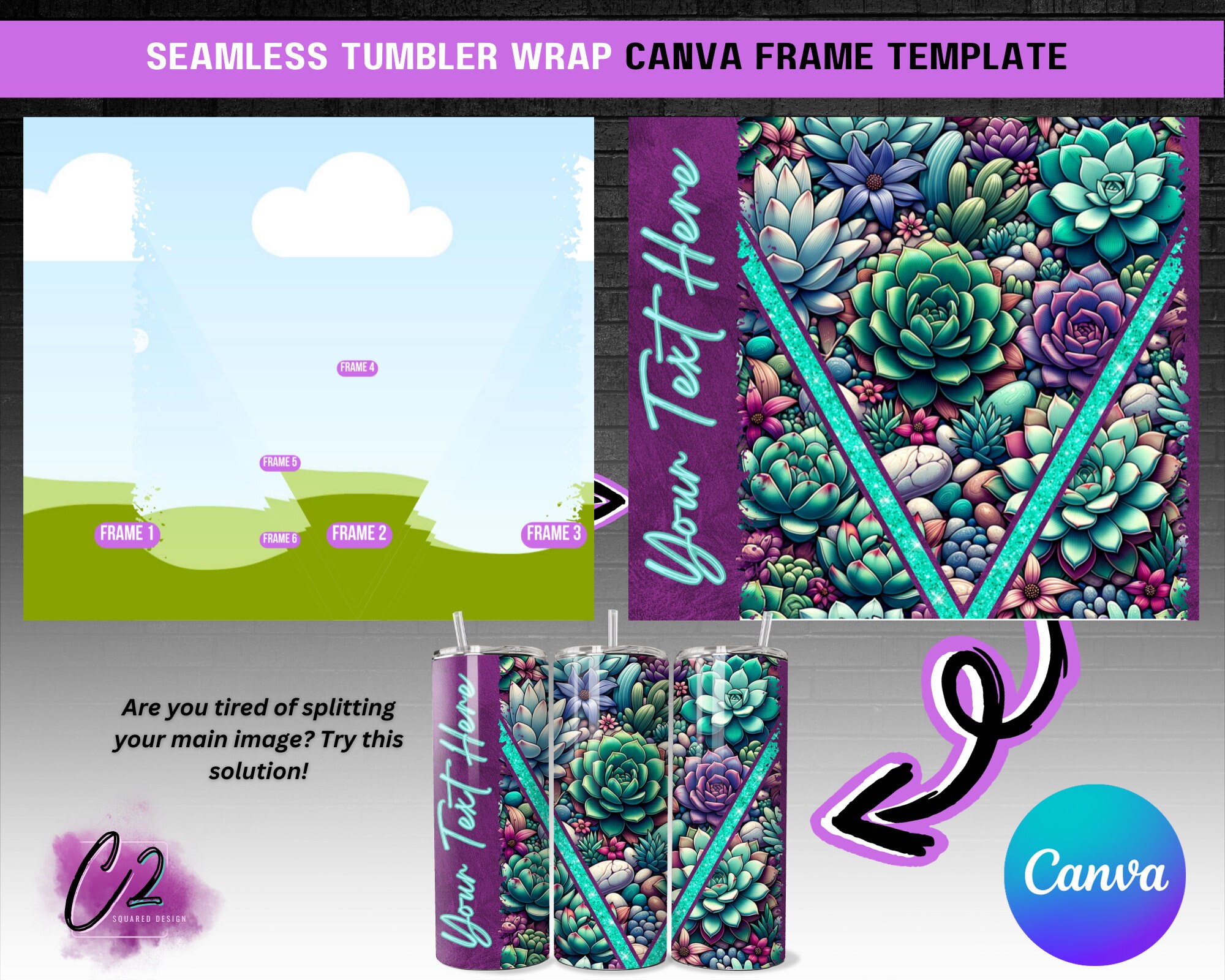 V-split Tumbler Canva Template: Seamless Design (PDF) - Etsy