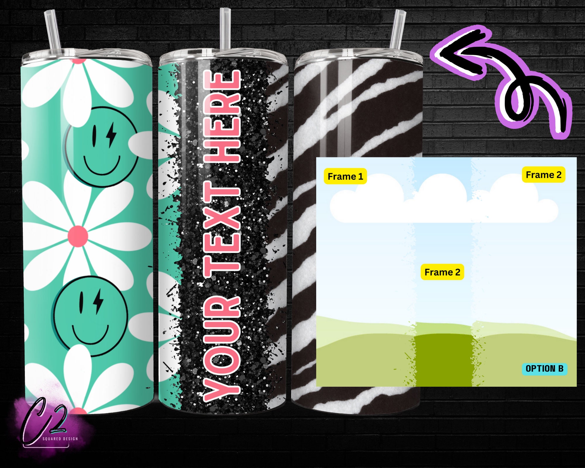 20oz Custom Tumbler Templates, Text Area or Name Placement Bundle, Edit ...