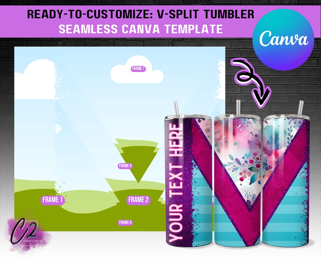 V-split Tumbler Canva Template: Seamless Design (PDF) - Etsy
