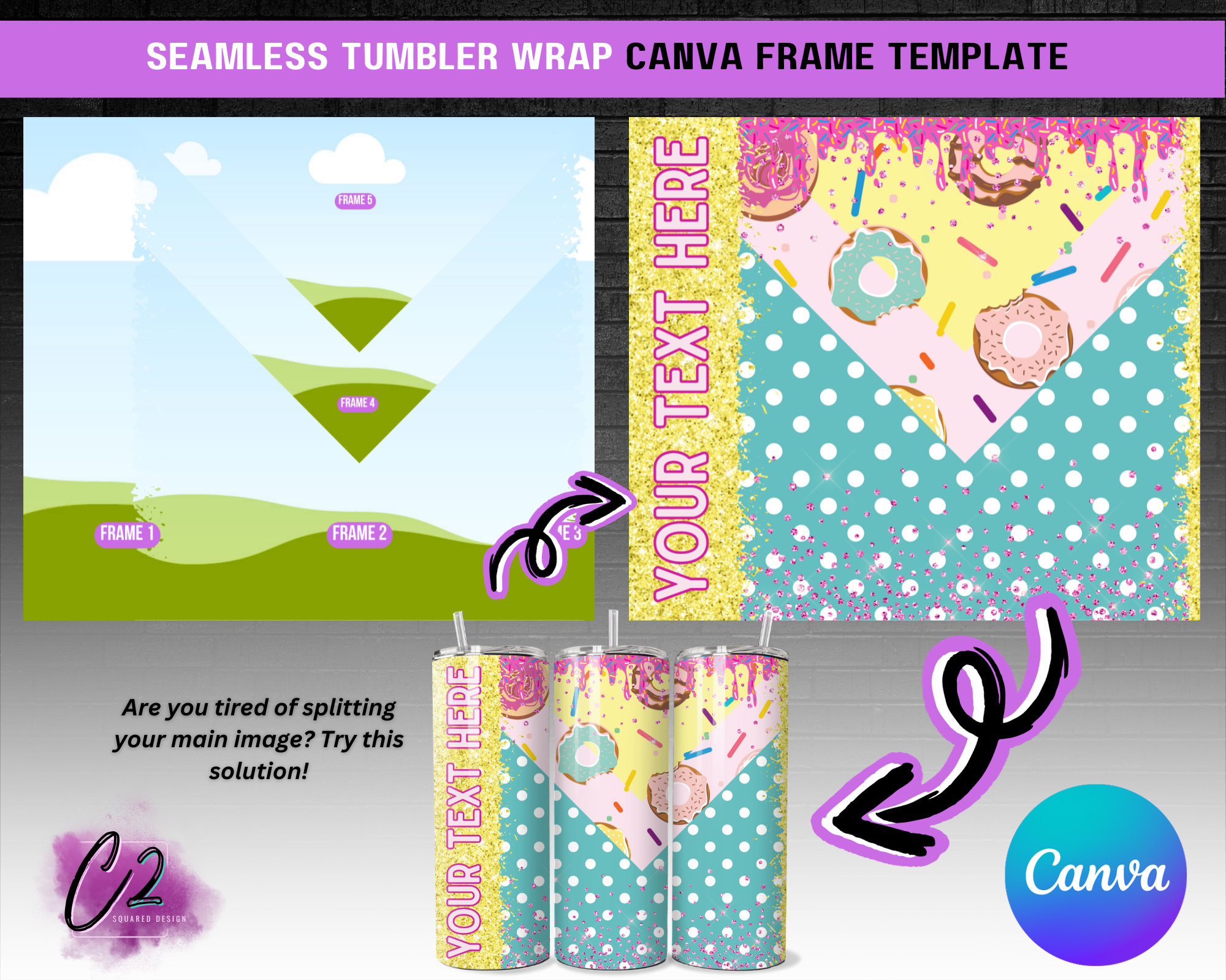 Editable V-split Tumbler Design: Seamless Personal Touch in Canva ...
