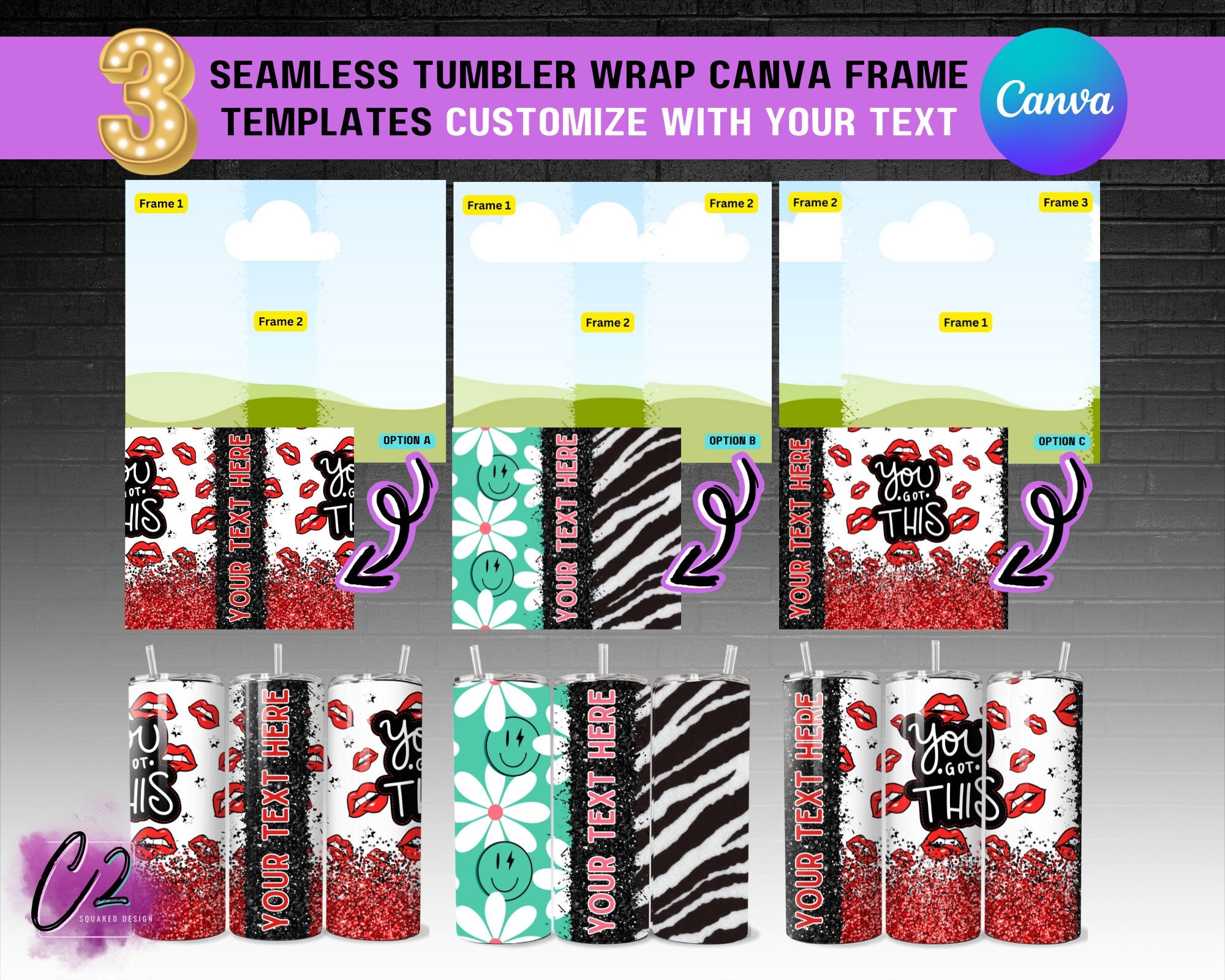 20oz Custom Tumbler Templates, Text Area or Name Placement Bundle, Edit ...