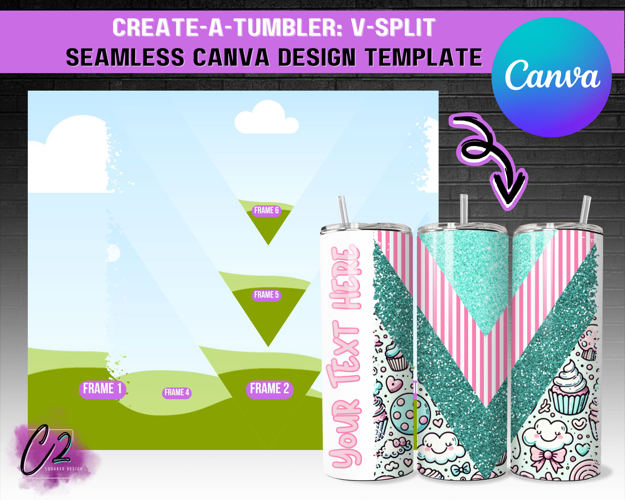 Create-a-tumbler: Seamless Canva Design Template - Etsy