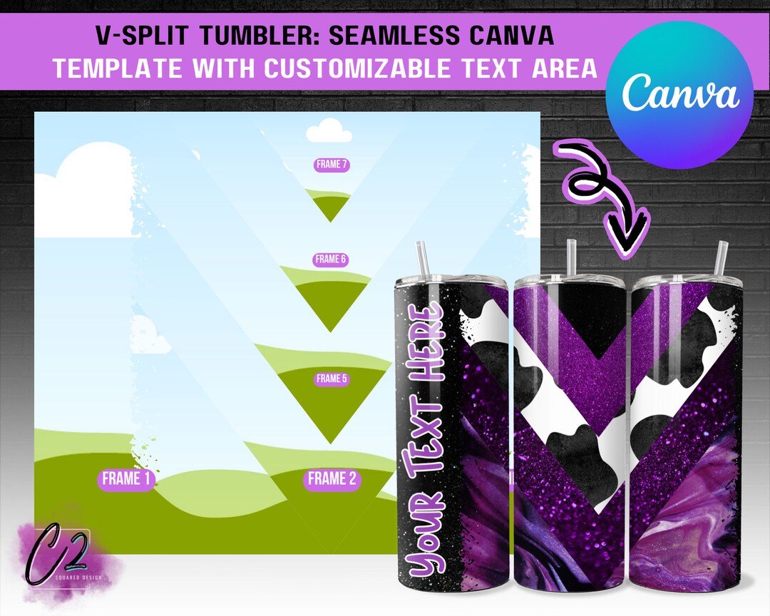 V-split Tumbler Canva Template: Seamless Design, Customizable Text (PDF ...