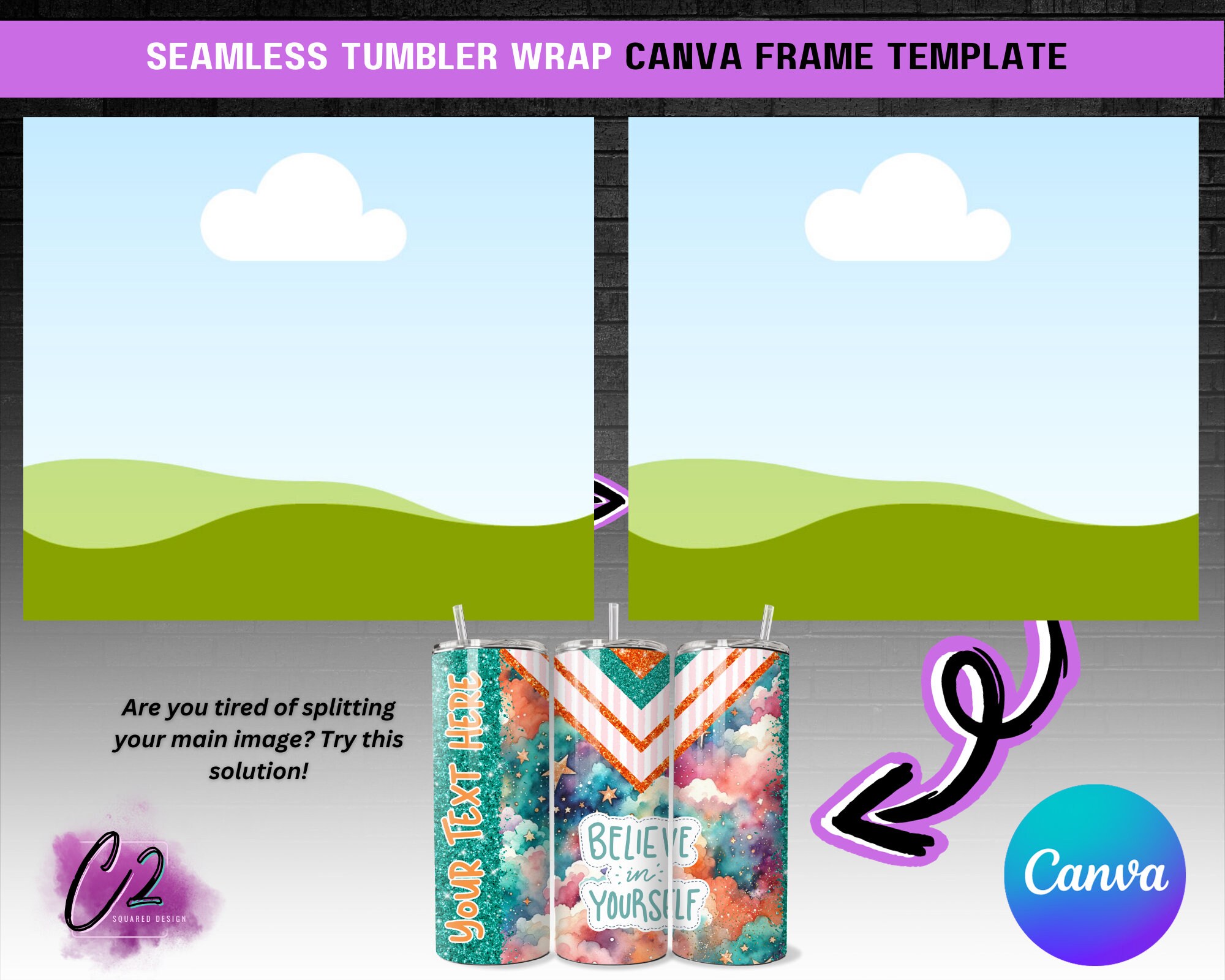 Canva Frame Template, Customize Your V-split Tumbler With Any Designs ...