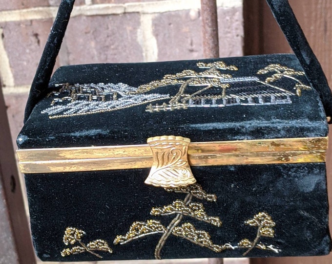 Beaded Black Box Purse Made in Japan - Etsy