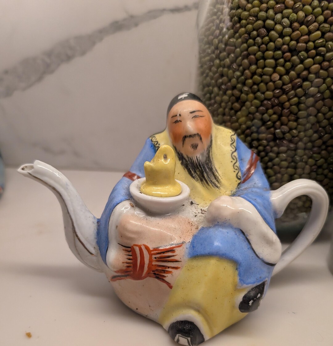 Chinese Teapot Figural Asian God - Etsy