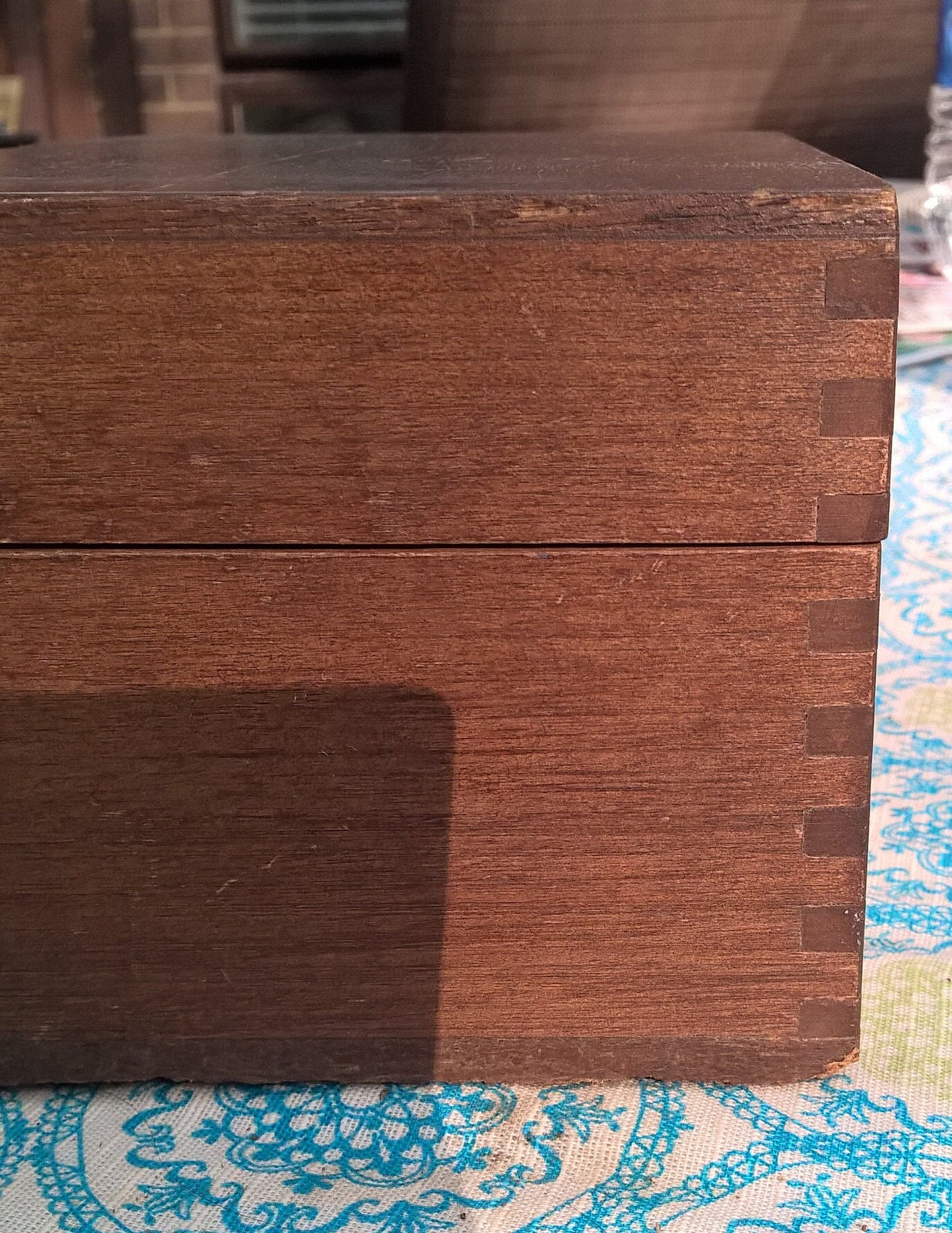 Wooden Library Card File Box Vintage Storage Box Original Wood Finish ...