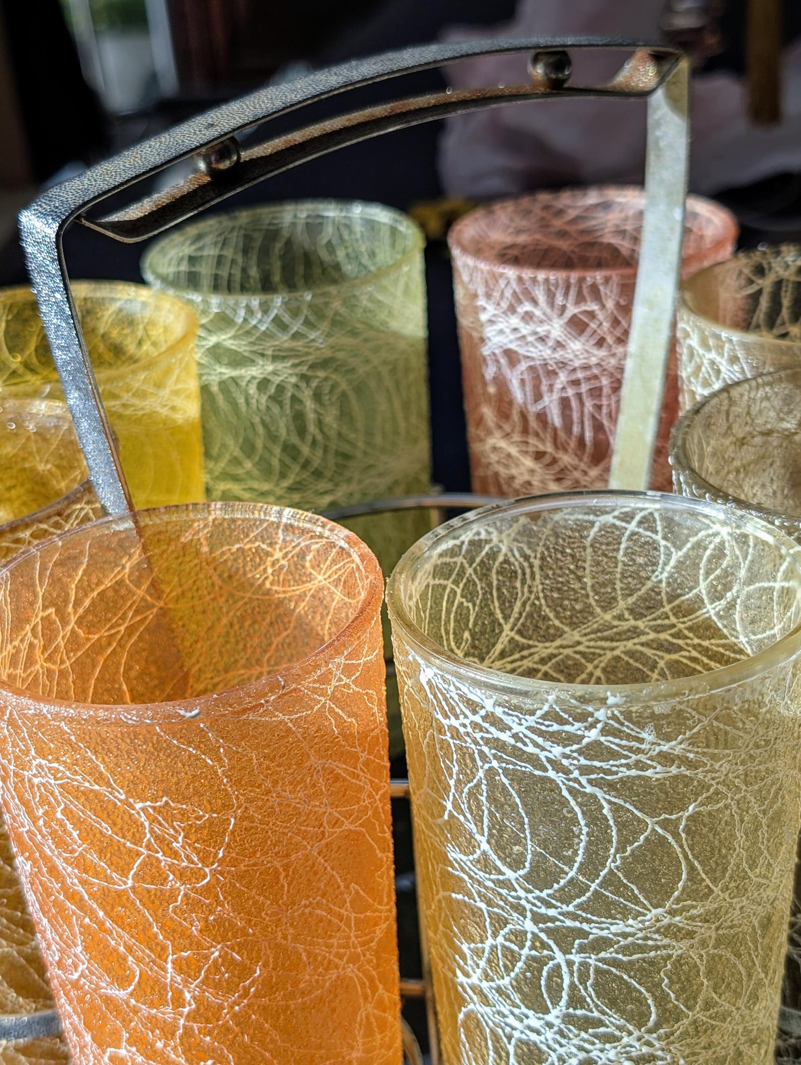 Vintage Spaghetti Swirl Highball Glasses Set With Carrier - Etsy