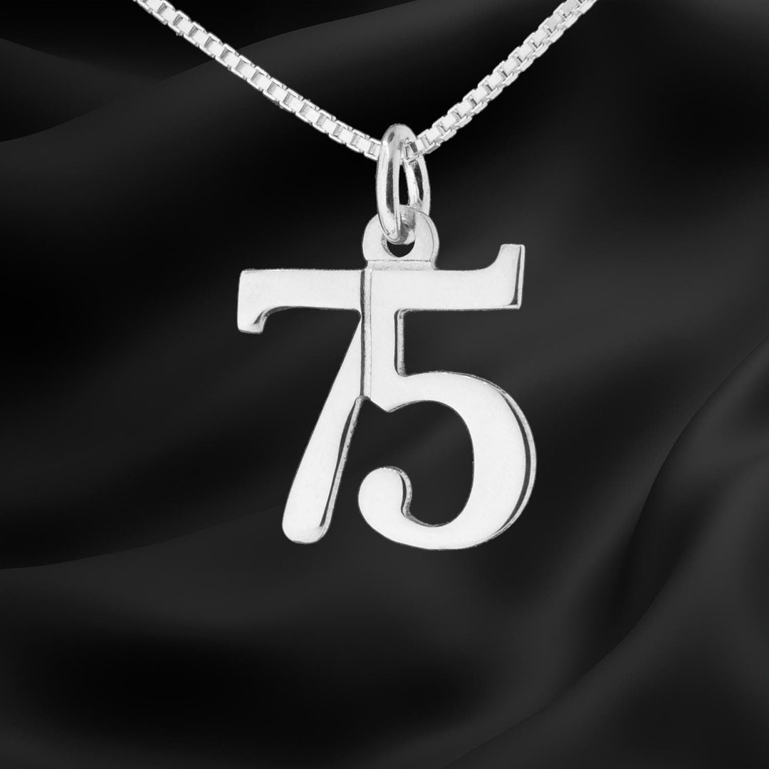 Sterling Silver 925 Double Number 75 Charm Pendant Design Necklace ...