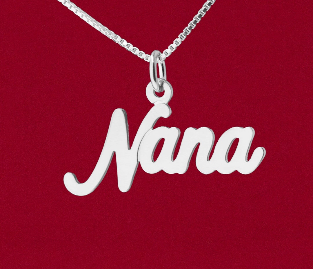 Sterling Nana Charm Pendant With Optional Necklace Cursive Script Word ...