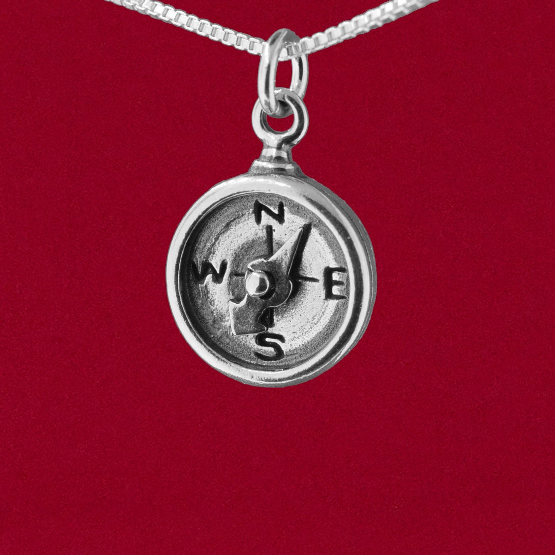 Compass Movable Spinning Needle Charm Pendant 3D 925 Solid Sterling ...