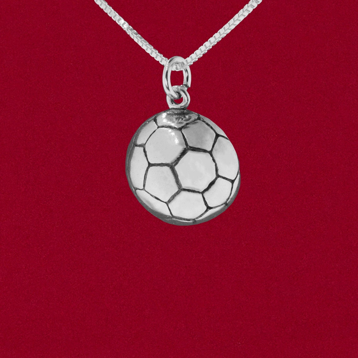 Soccer Ball Charm Pendant 1 Sided Domed 925 Sterling Silver Jewelry ...