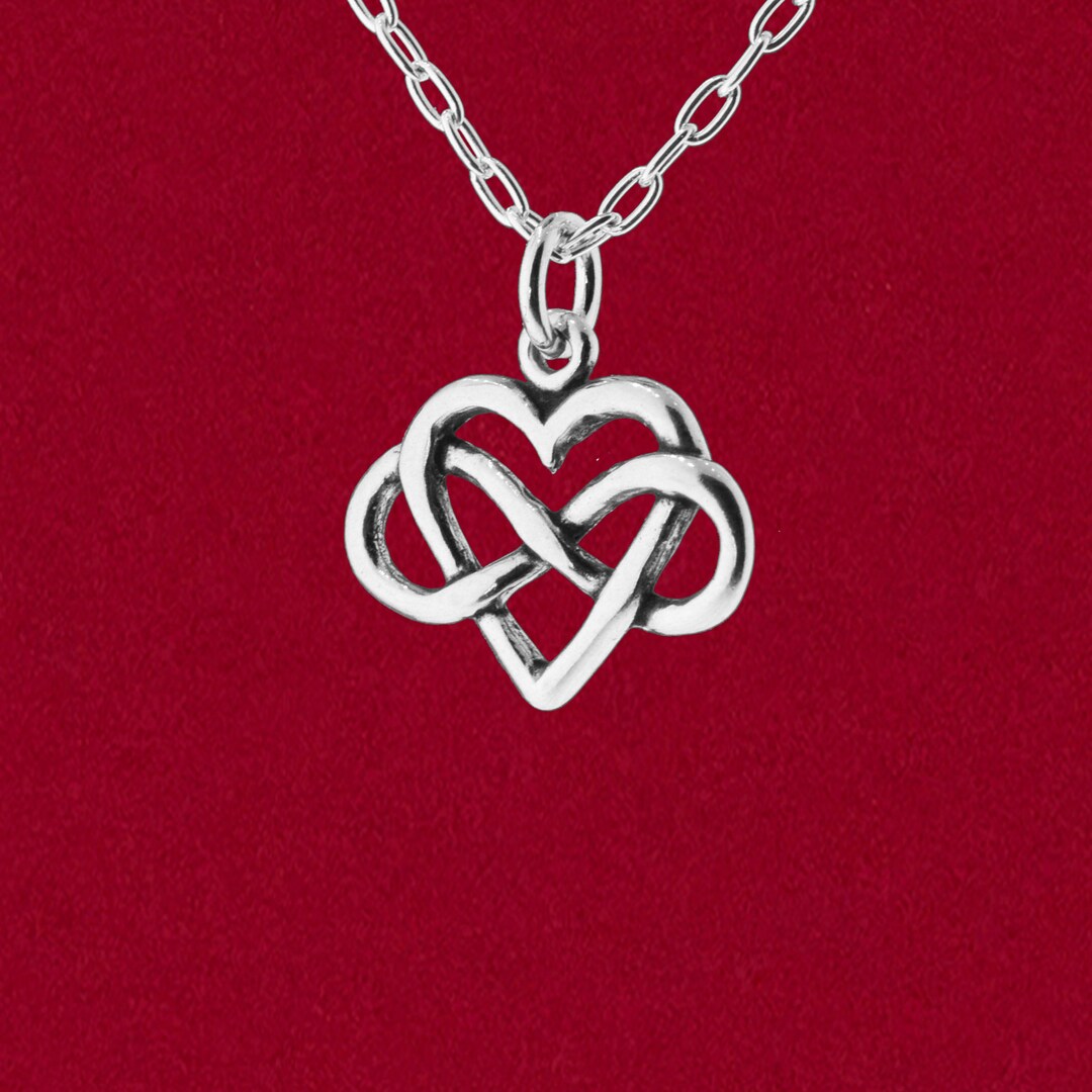 Infinity Symbol Heart Charm Pendant Entwined 925 Sterling Silver ...