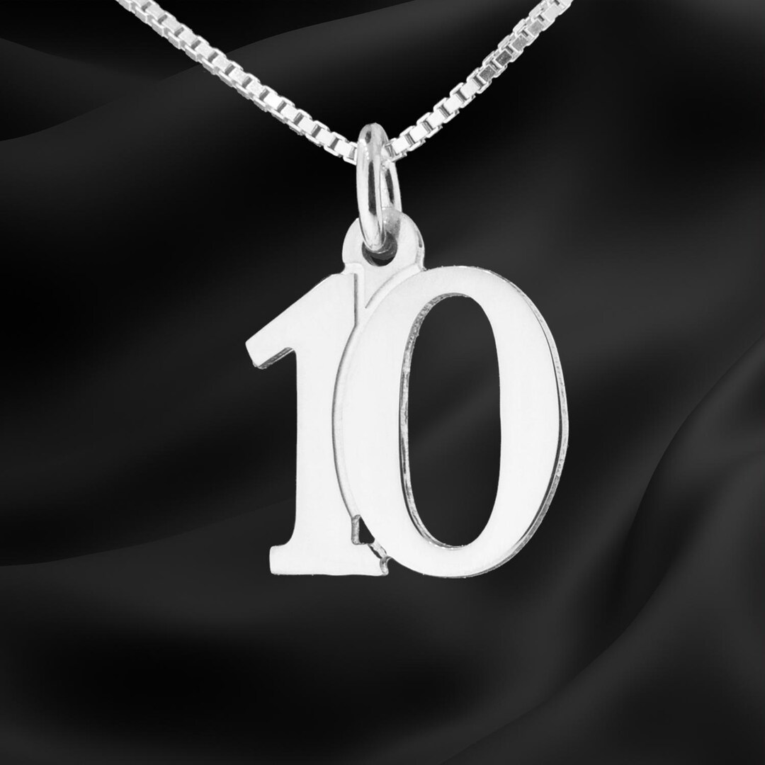 Sterling Silver 925 Double Number 10 Charm Pendant Design Necklace ...