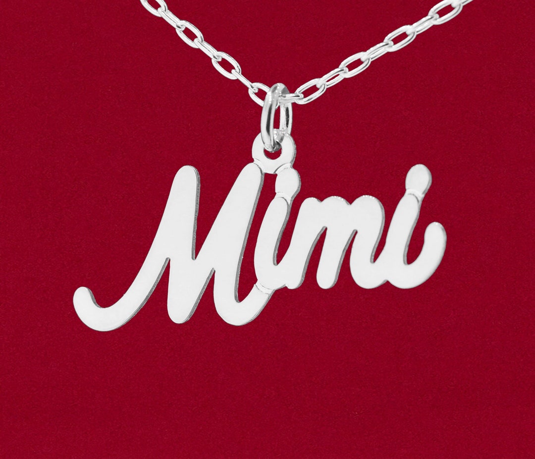 Sterling Mimi Charm Pendant With Optional Necklace Script Cursive Word ...