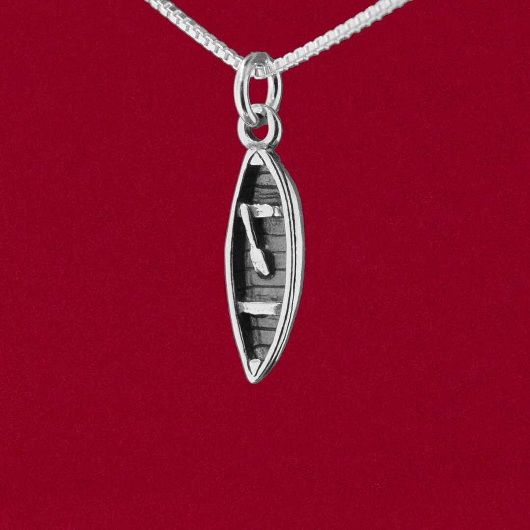 Canoe Charm With Oars Paddles Row Boat 3D Pendant 925 Sterling Silver ...