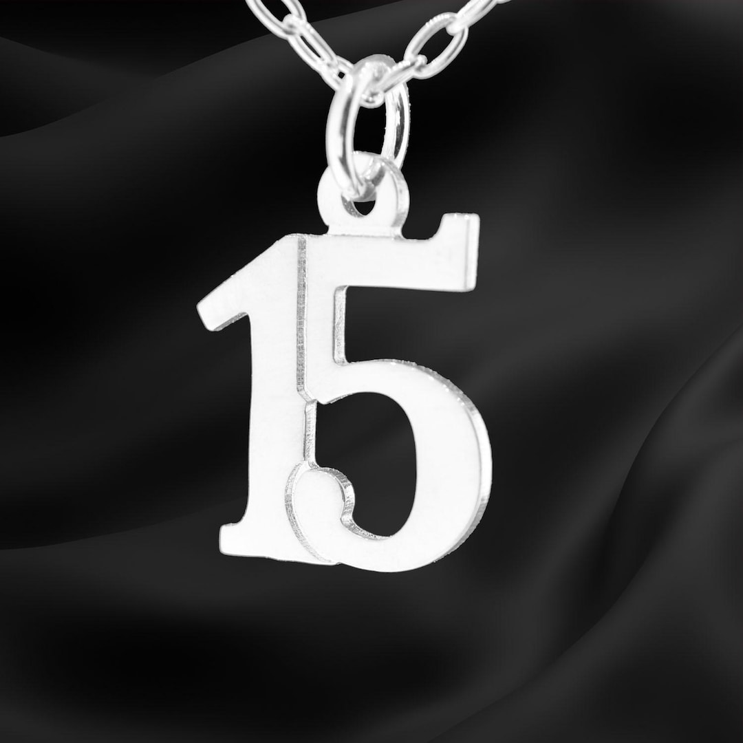 Sterling Silver 925 Number 15 Charm Pendant Design Necklace Jewelry ...