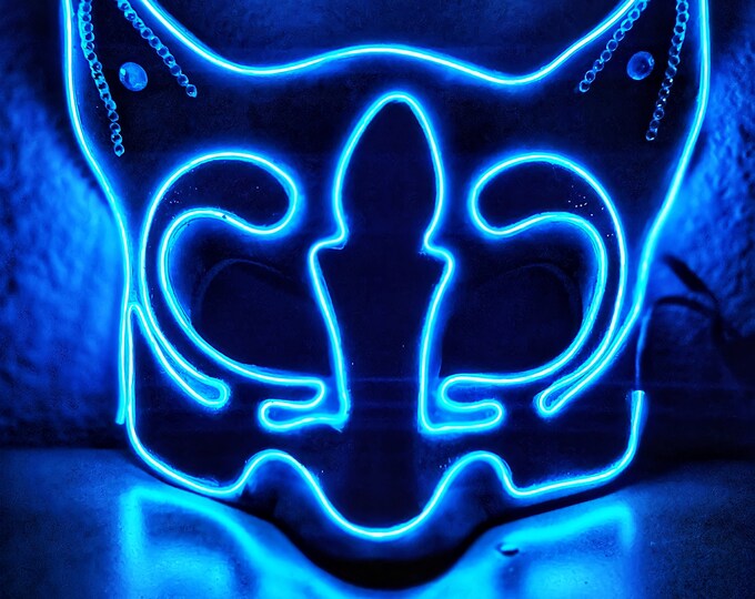 The Fox Custom Hand Made Neon EL Wire Mask,outfit,masquerade,edc,rave ...