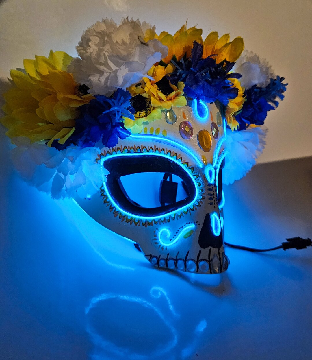 Hand Made Catrina Neon EL Wire Mask - Etsy