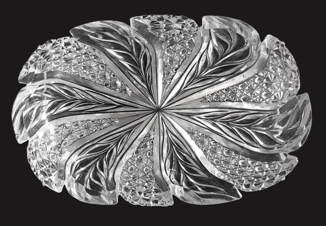 RARE J. Hoare WHEAT PATTERN Cut Glass Bowl C.1880's 8 3/4" X 5 1/2 ...