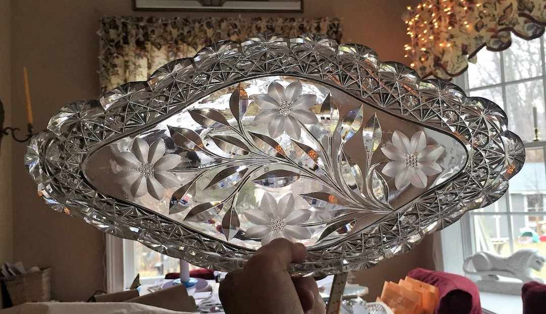 Cut Glass Bowl 14"x7" Persian Pattern - American Brilliant - Victorian ...