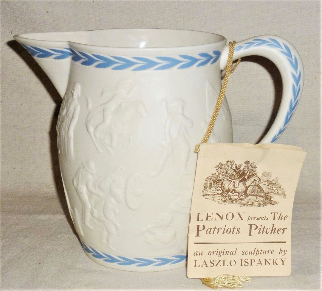 11 Lenox Pitcher C.1975 Parian Ware the Patriots Pitcher Sculpture by ...