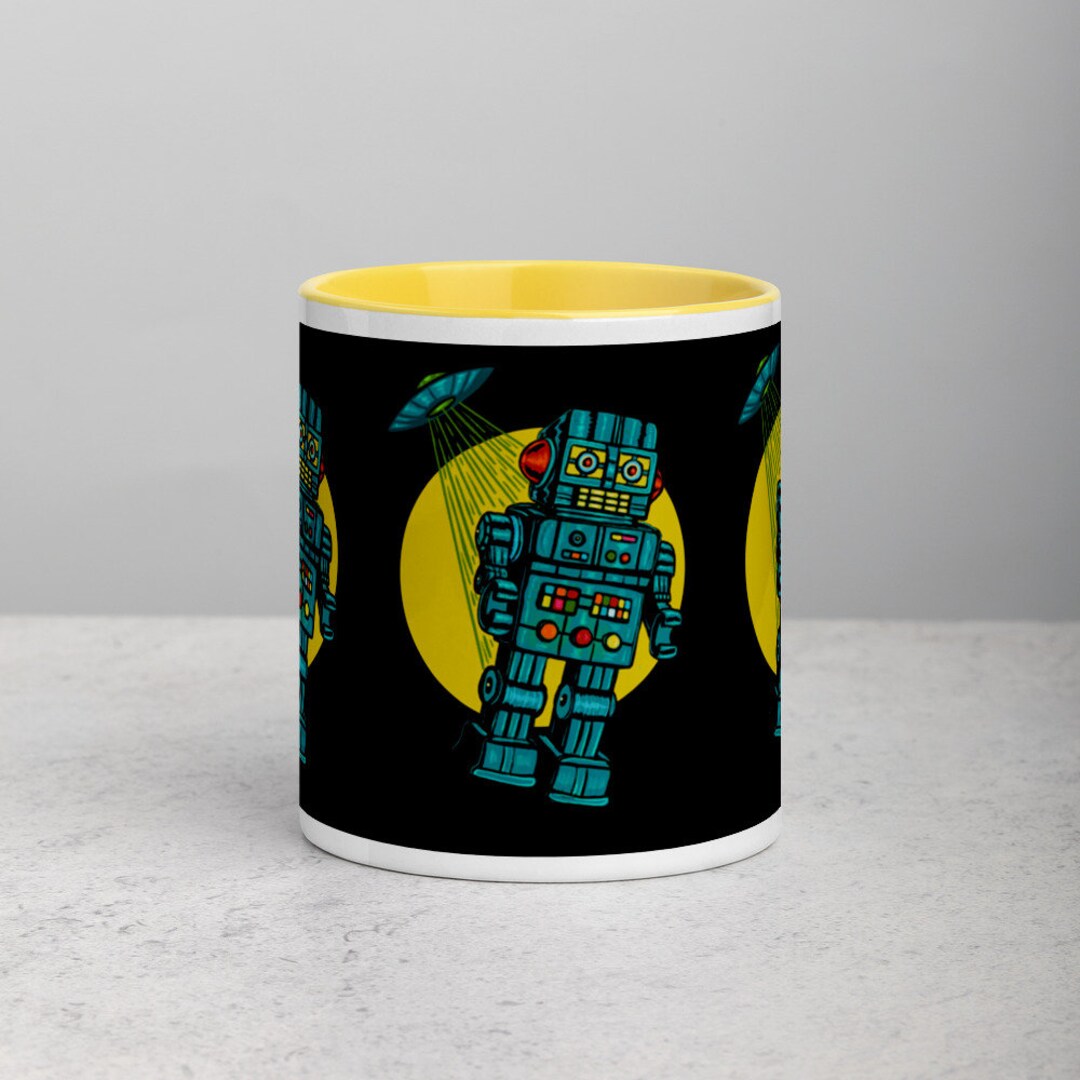 Retro Robot Mug With Color Inside - Etsy