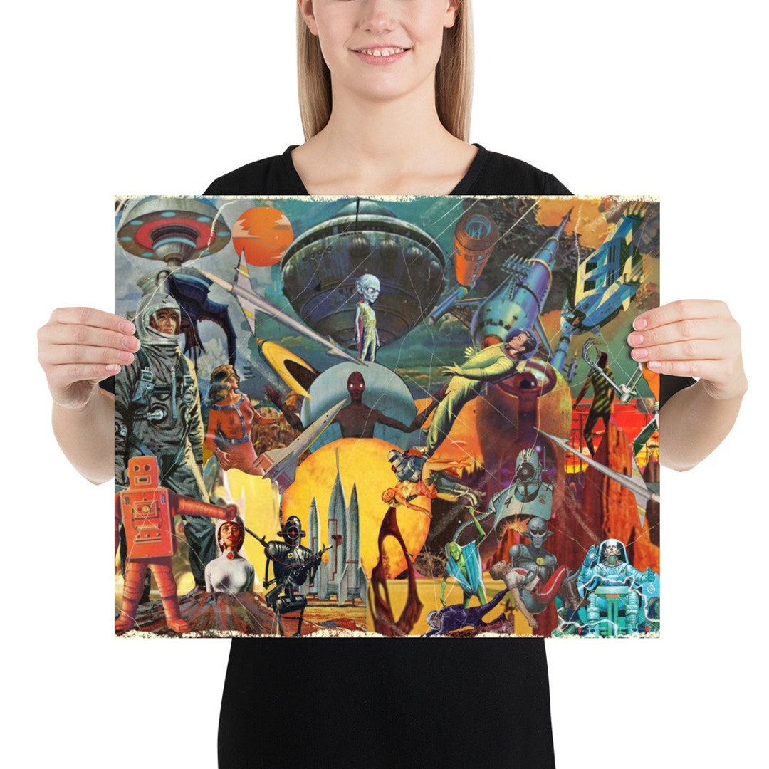 Vintage Sci Fi Illustration Collage Poster - Etsy