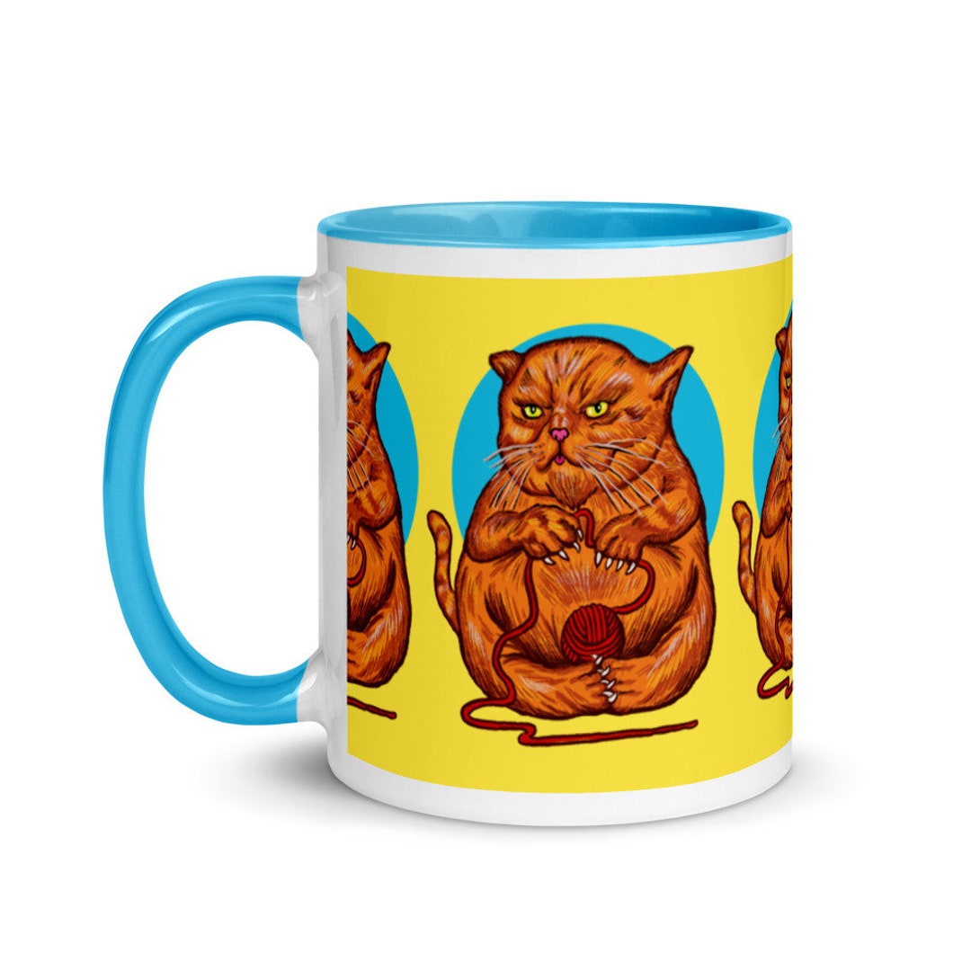 Fat Cat Mug With Color Inside - Etsy