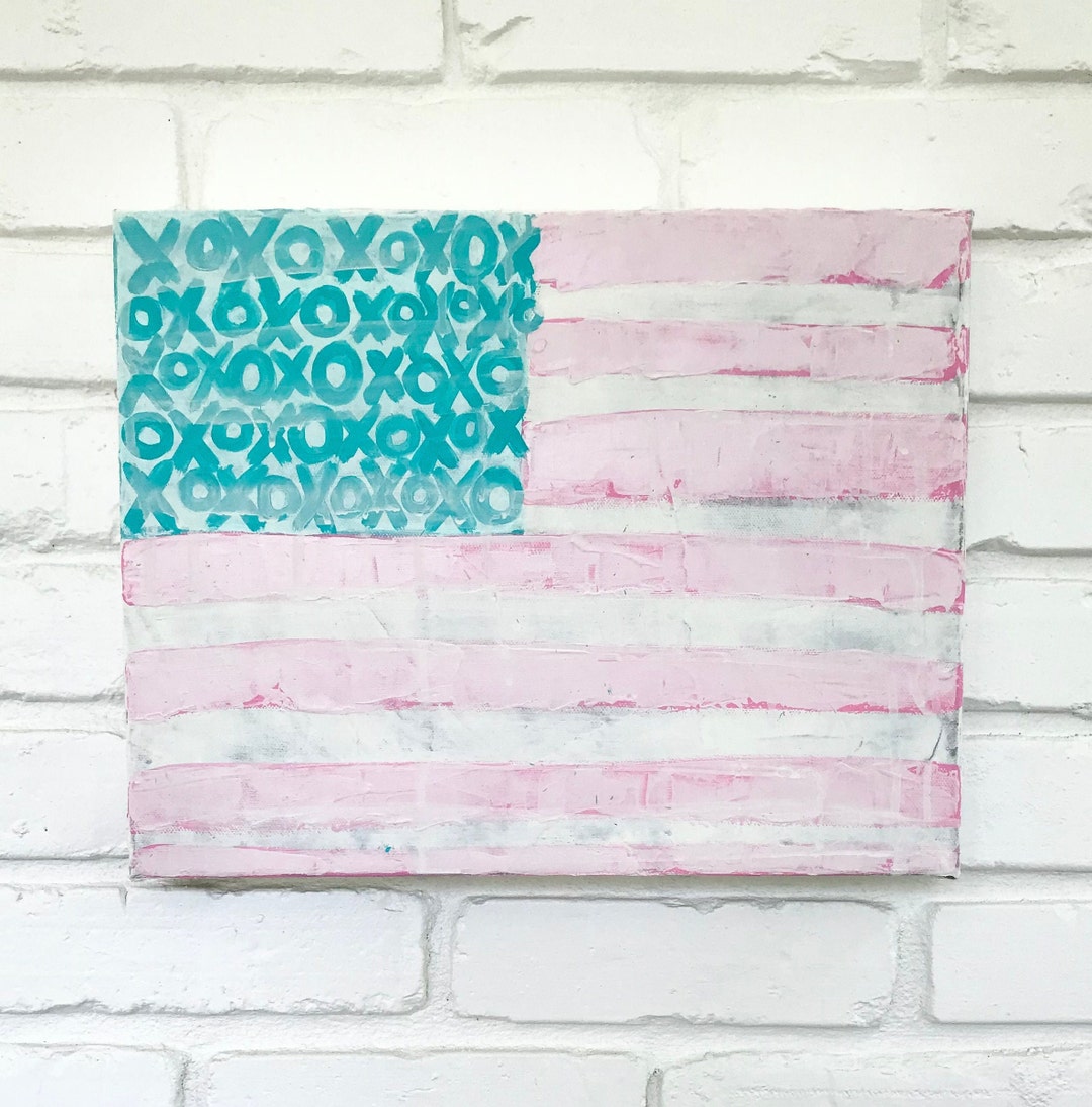 Land That I Love! XOXO. Flag Painting Signed Original Artwork. Acrylic ...