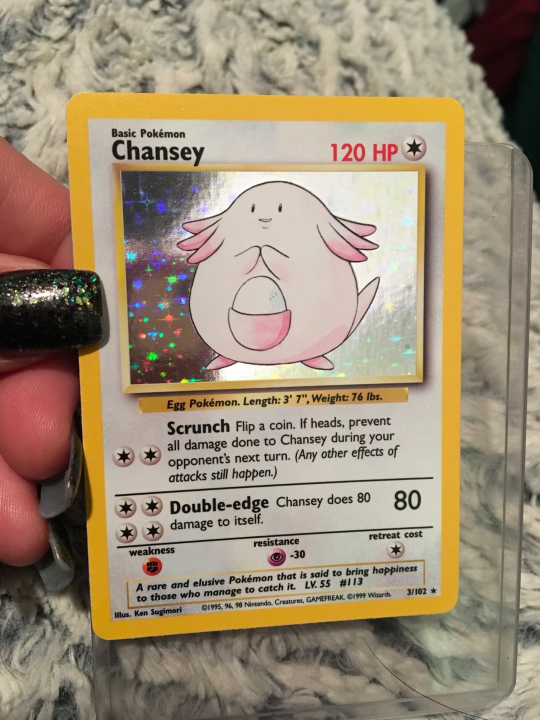 Chansey Holographic Pokemon Card 3/102 - Etsy