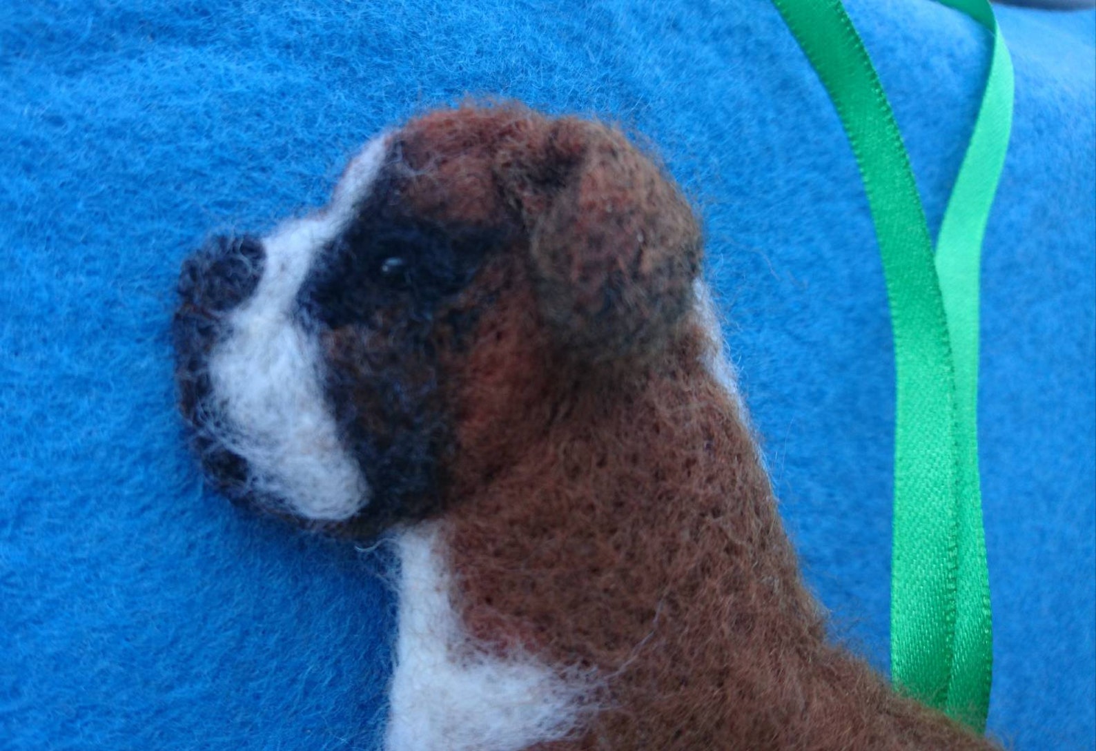 Boxer Dog Felt Plush Hanging Ornament With Needlefelted Fur. - Etsy