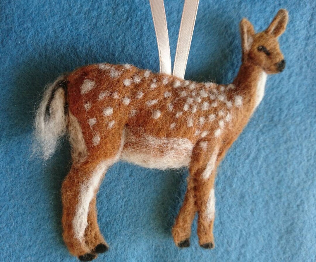 Felt Fallow Deer Hanging Ornament. Needle Felted Fur and Hand ...
