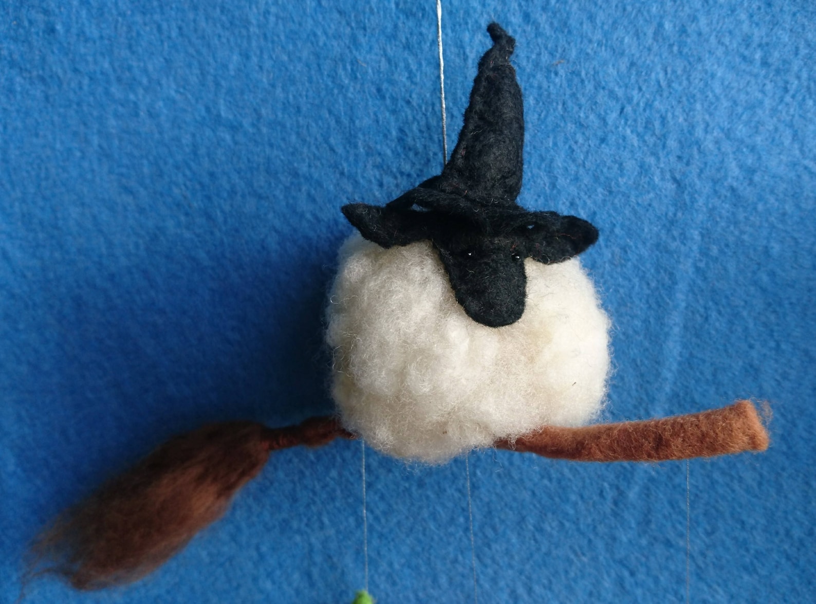 Spooky Little Witch Sheep on a Magic Broom and Pumpkin Halloween ...