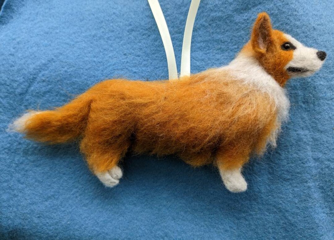 Corgi Ornament. Custom Felt Corgi Dog With Needle Felted Fur and ...
