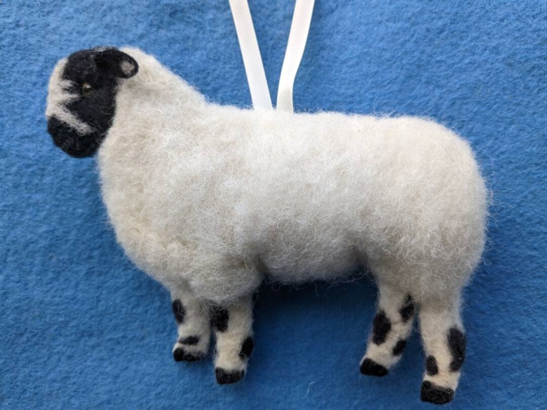 Needle Felted Derbyshire Gritstone Sheep Hanging Ornament With Hand ...