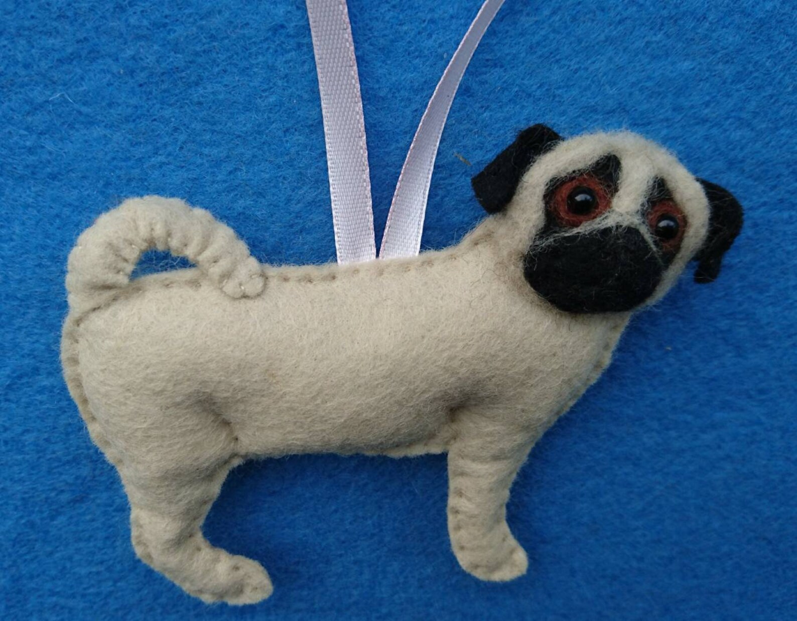 Felt Pug Dog Hanging Ornament: Needle Felted Organic Wool Filled - Etsy