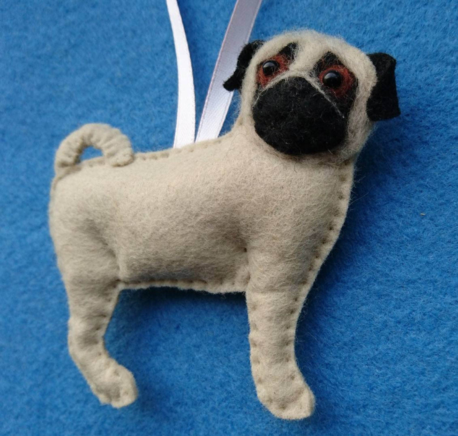Felt Pug Dog Hanging Ornament: Needle Felted Organic Wool Filled - Etsy