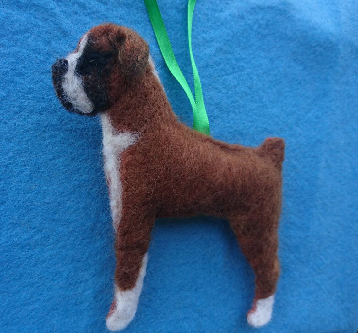 Boxer Dog Felt Plush Hanging Ornament With Needlefelted Fur. - Etsy