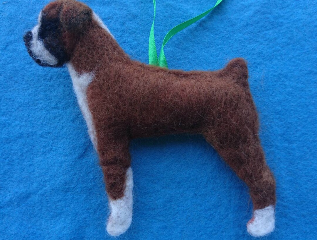 Boxer Dog Felt Plush Hanging Ornament With Needlefelted Fur. Filled ...