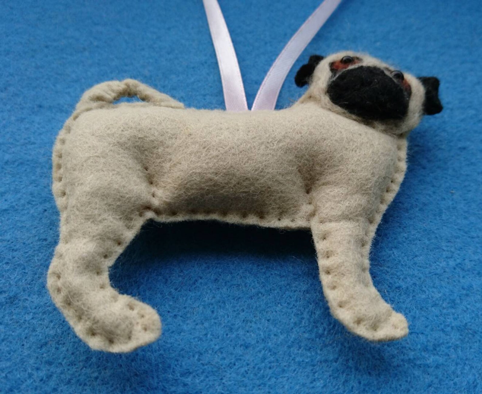 Felt Pug Dog Hanging Ornament. Needle Felted Fur and Soil - Etsy