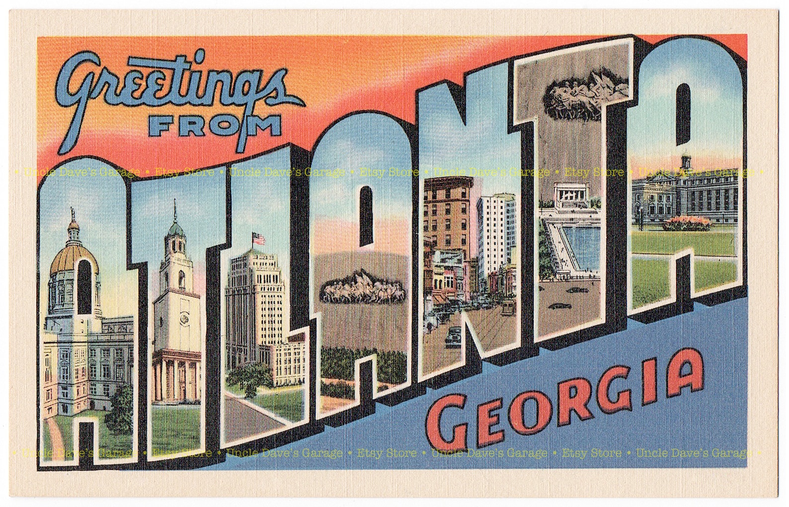 Greetings From Atlanta, Georgia ~ 1930s-1940s Vintage Large Letter ...