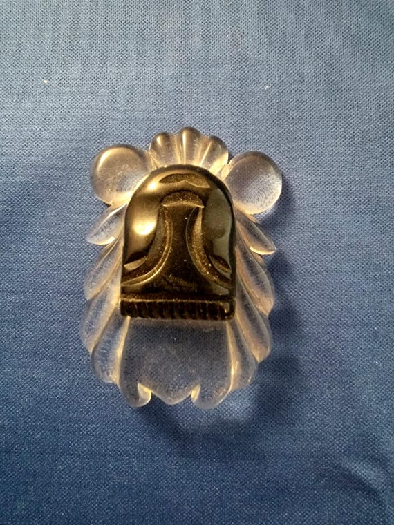 1940s Bakelite and Lucite Tribal Mask Brooch - Gem