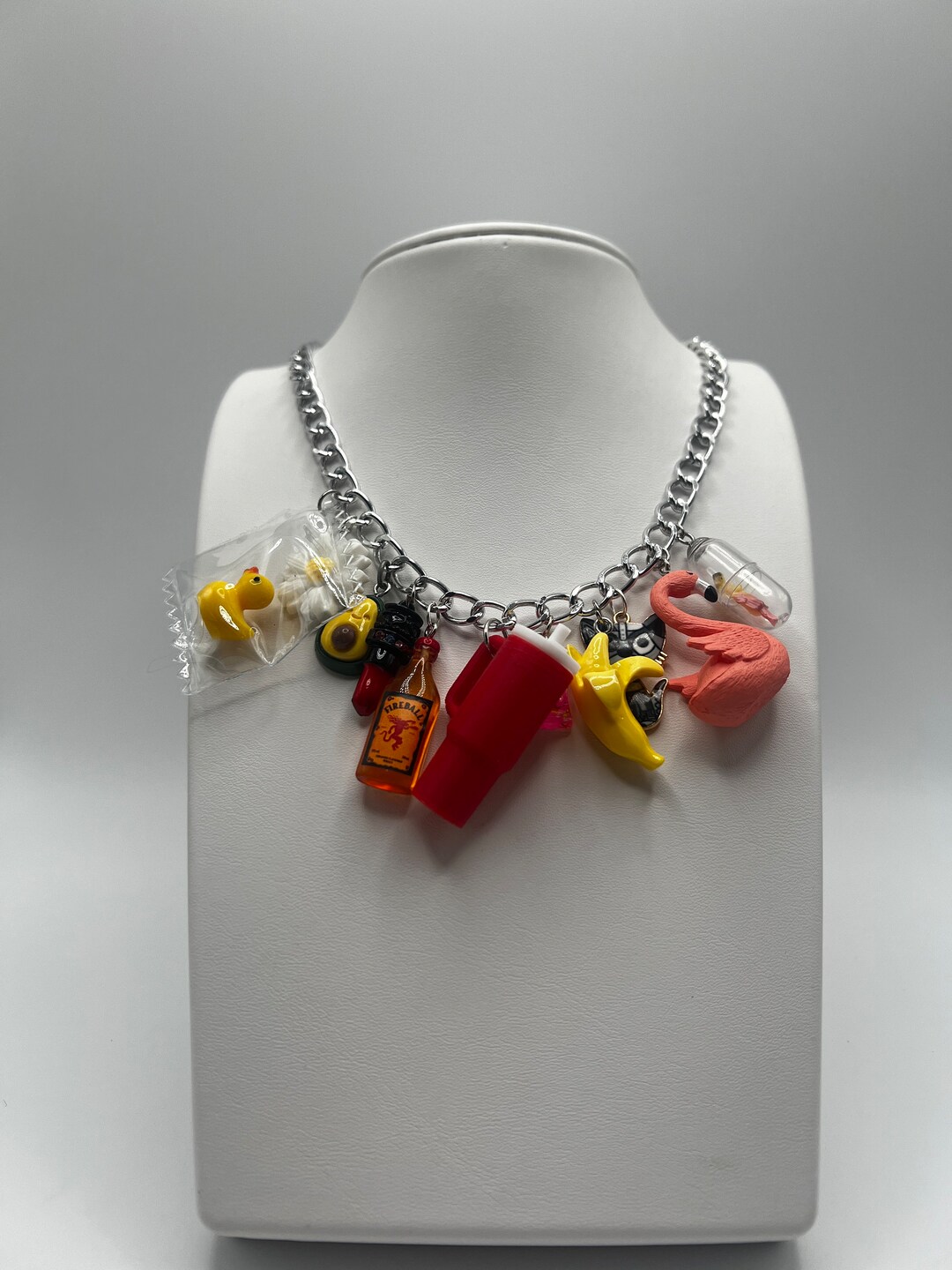 Fun Charm Necklace, Funky Charm Necklace, Large Statement Charm ...