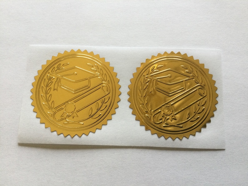 Graduation Certificate Seals, Set of 2 Stickers, Gold in Color - Etsy