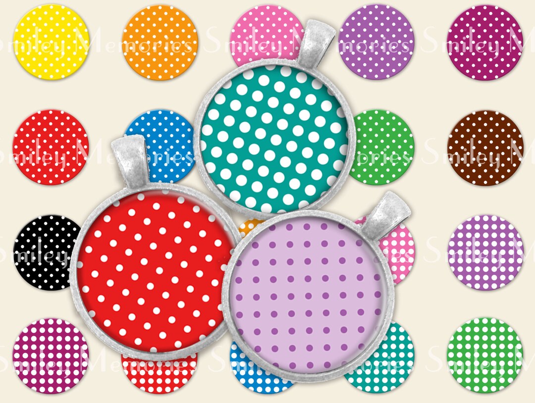 Polka Dots Circle images 1x1 inch Digital Collage Sheet, Printable ...
