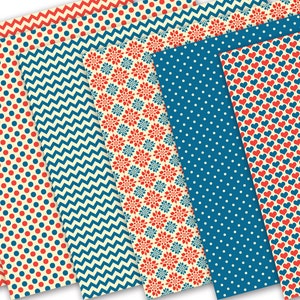 Vintage Red, Blue, Green Digital Paper Pack (instant Download) - Etsy